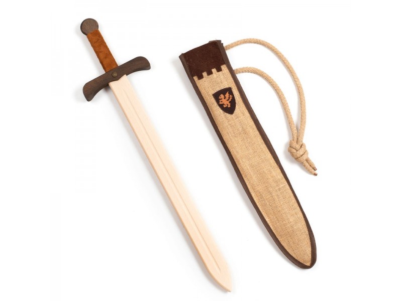 ST411F - ÉPÉE RUSTIK NATUR GM + FOURREAU LION-DRAGON